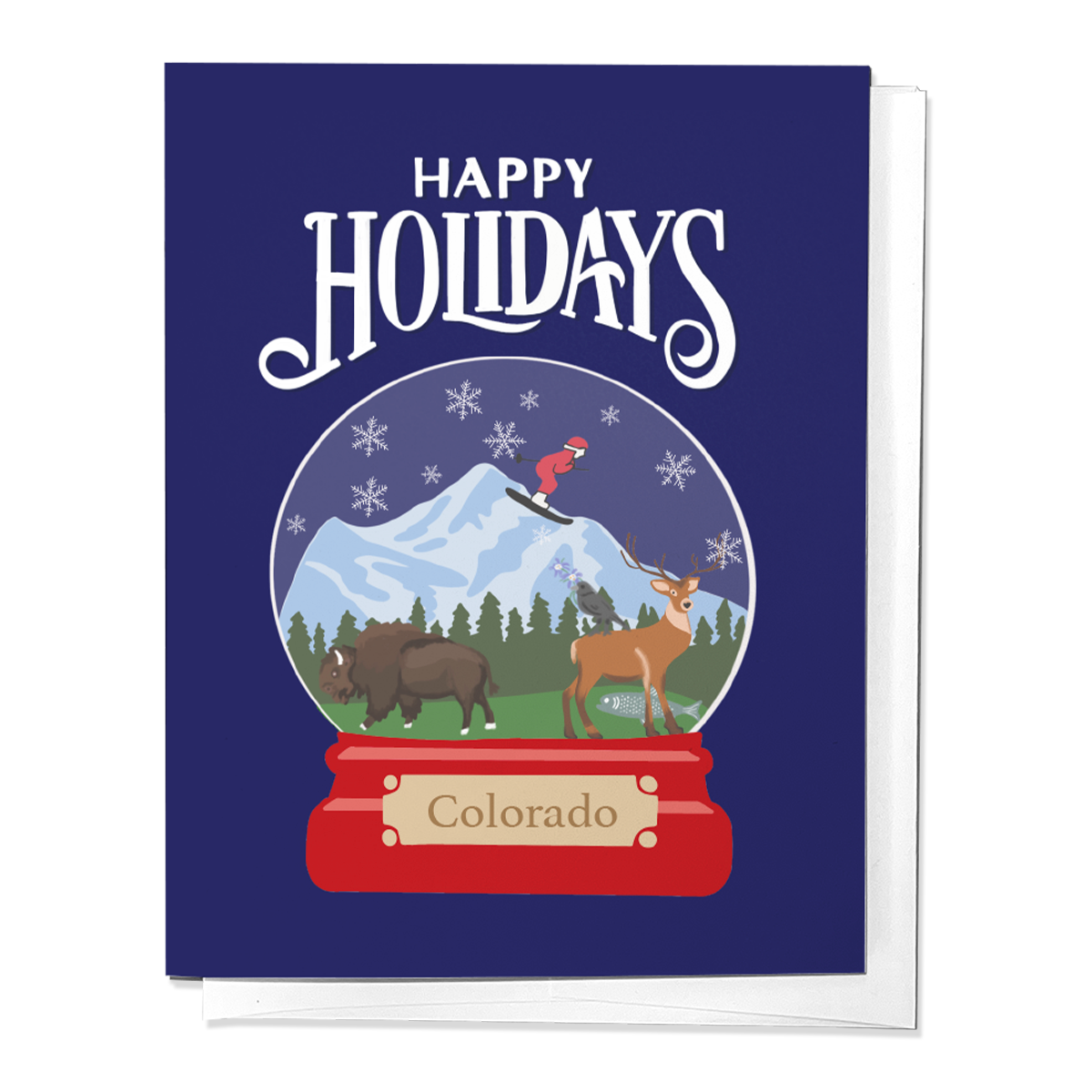 Happy Holidays from Colorado Snow Globe Greeting Card – ParcelIsland