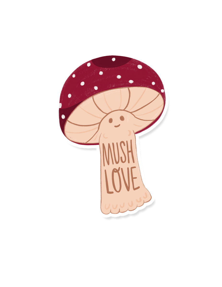 Mush Love Vinyl Sticker, Cute Boho Illustration – ParcelIsland