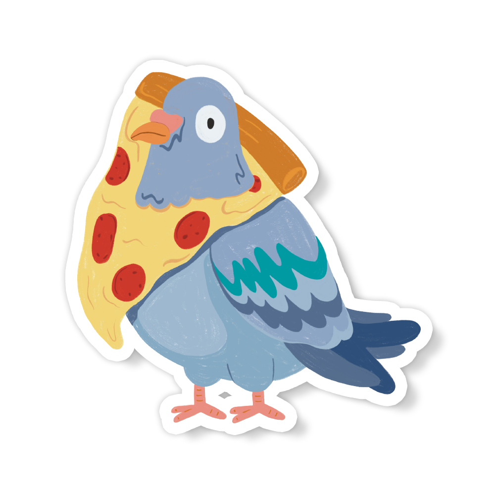 Pigeon and Pizza Silly Goofy East Coast City Vinyl Sticker – ParcelIsland