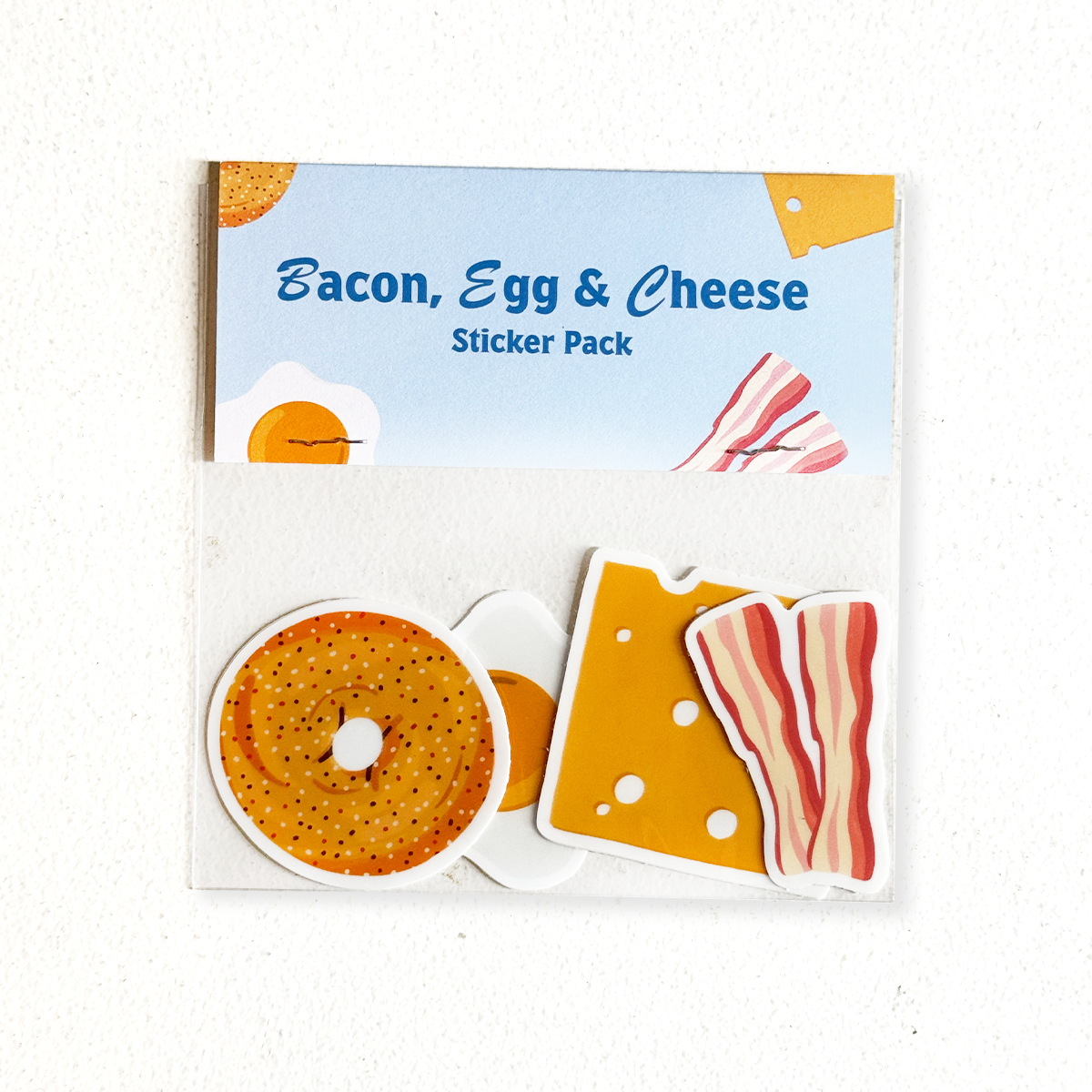 Bacon Egg and Cheese Bagel Sticker Pack, 4 Vinyl Stickers – ParcelIsland